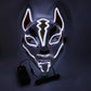 Cyber LED Kitsune Fox Mask - Japanese Tattoo Oni Plastic Mask Unisex ...