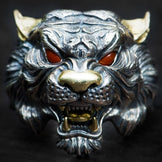 Tora Tiger Adjustable Unisex Silver Ring - Silver Hypoallergenic Street ...