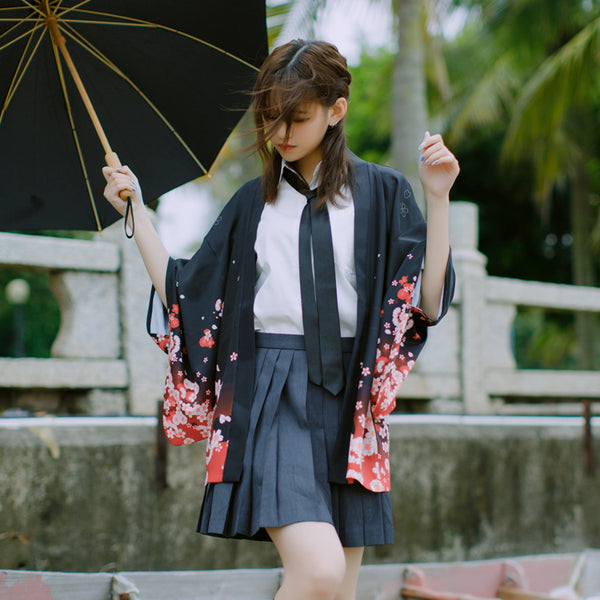Kitsune Fox Kimono - Black - Premium Japanese Cotton Blend - Japanese ...