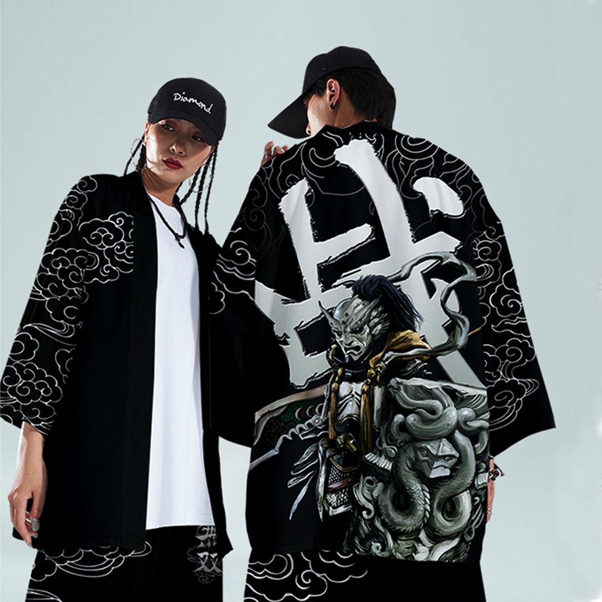 Ghost Oni General Kimono Set - Black - Premium Japanese Cotton Blend ...