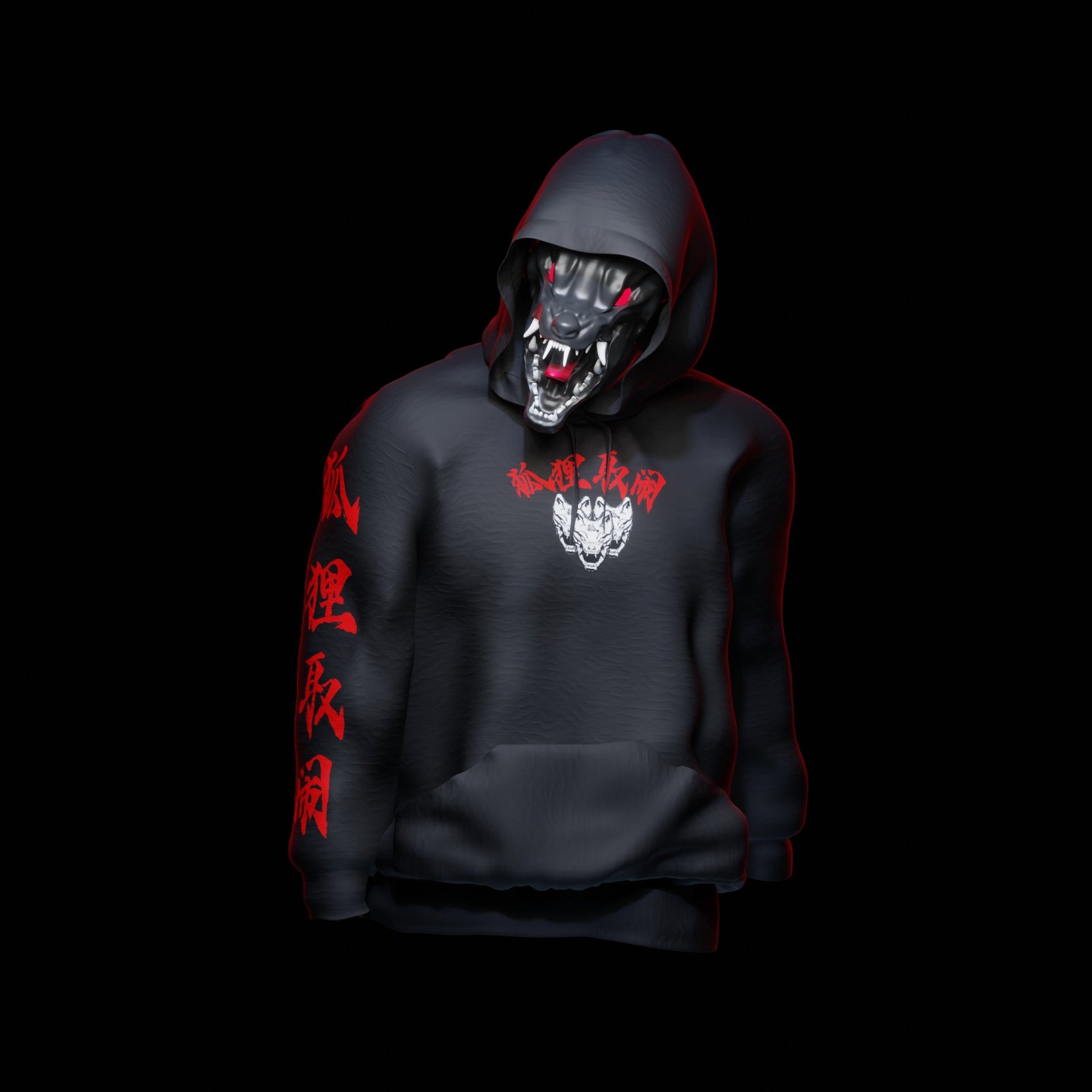 Kitsune Fox Rage Kanji Pullover Unisex Hoodie – IrezumiEmpire